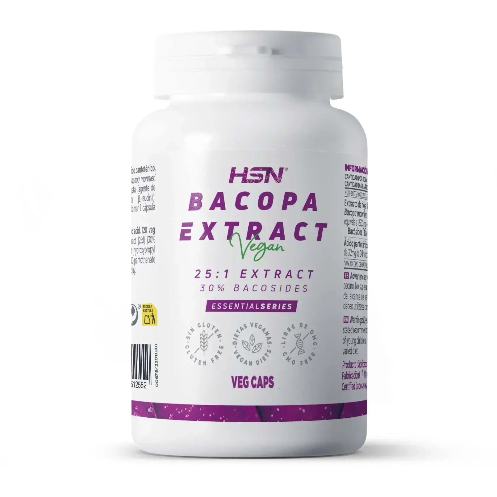 Extracto de Bacopa (25:1) 500mg - 100% Vegetal - HSNstore