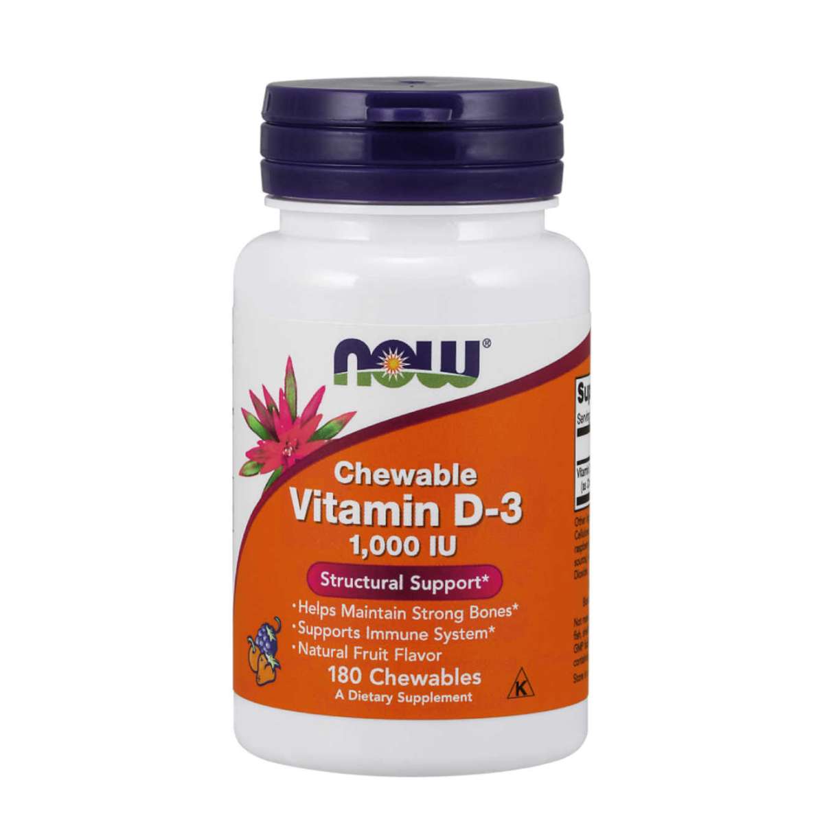 Vitamin D3 1000iu 180 Chewable Tablets By Now Foods 3412