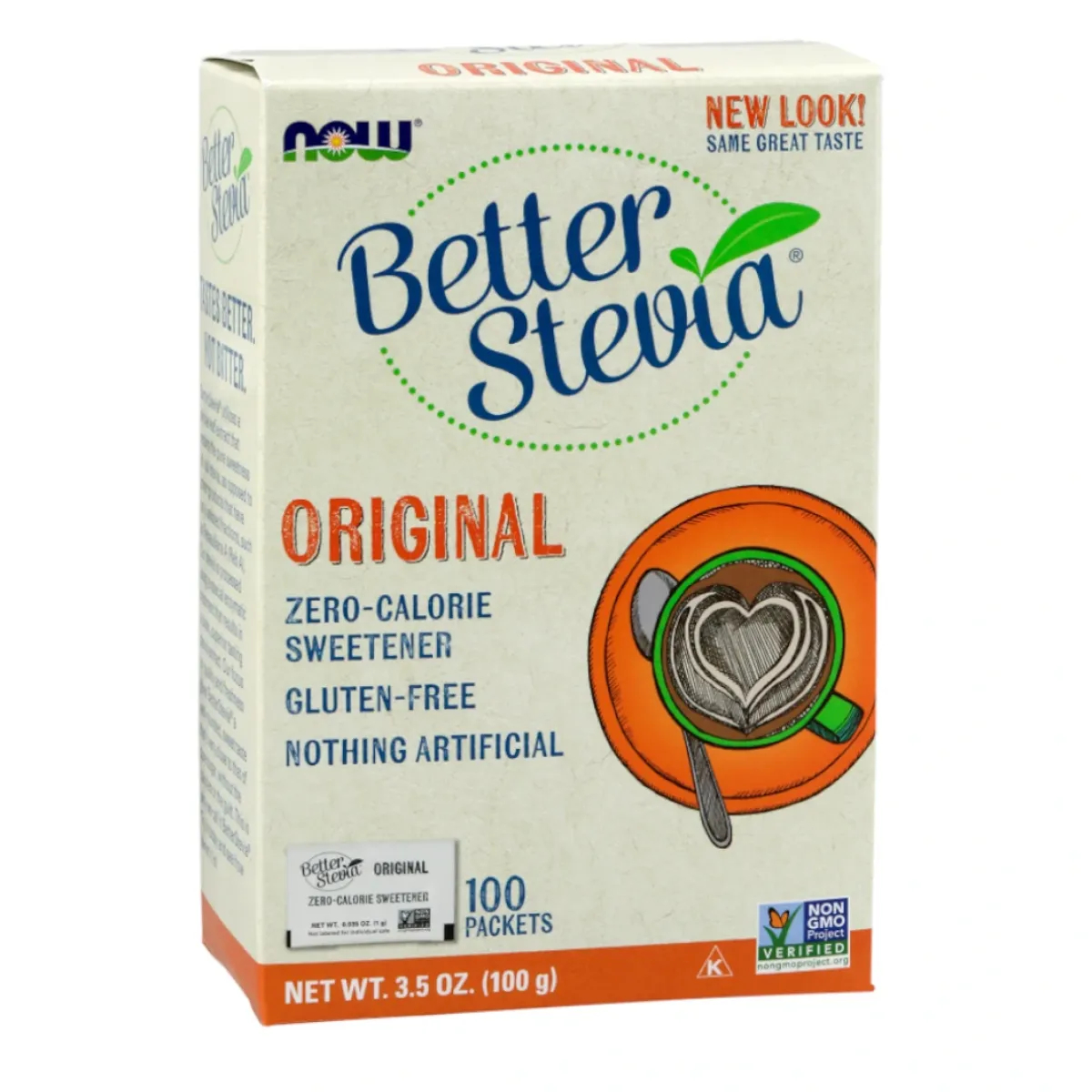 Better Stevia® Edulcorant Originel 100 sachets de Now Foods